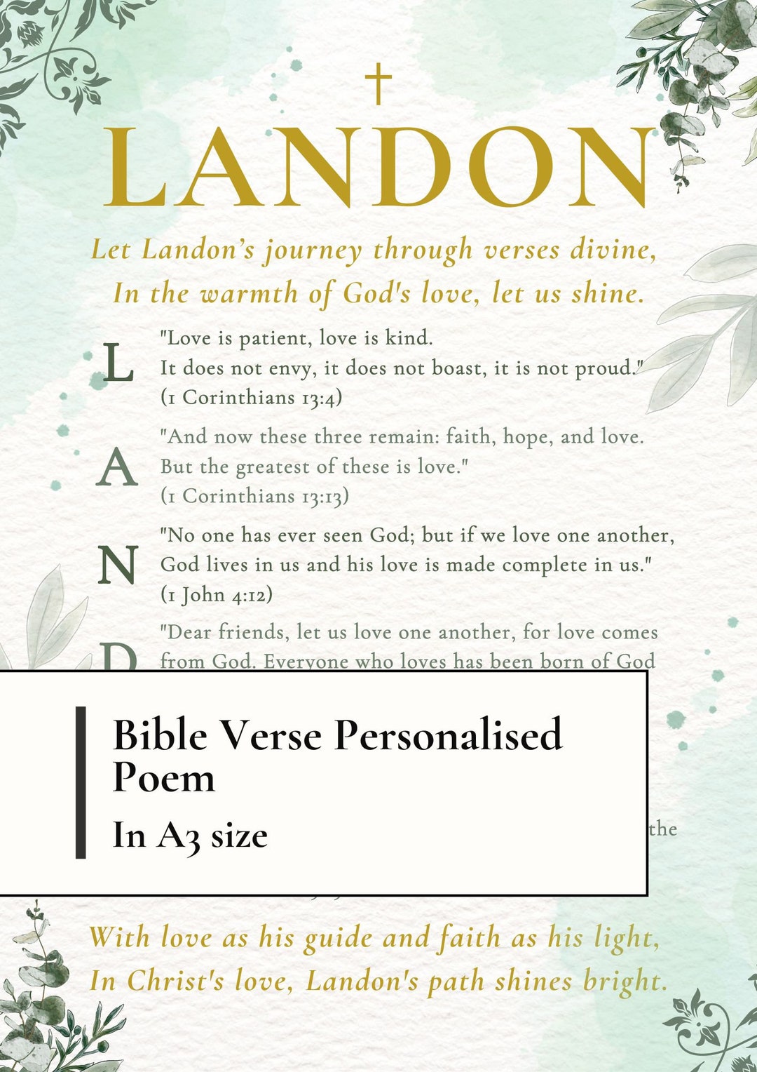 Personalized Baby Name Acrostic Bible Verse Nursery and Gift Decor ...