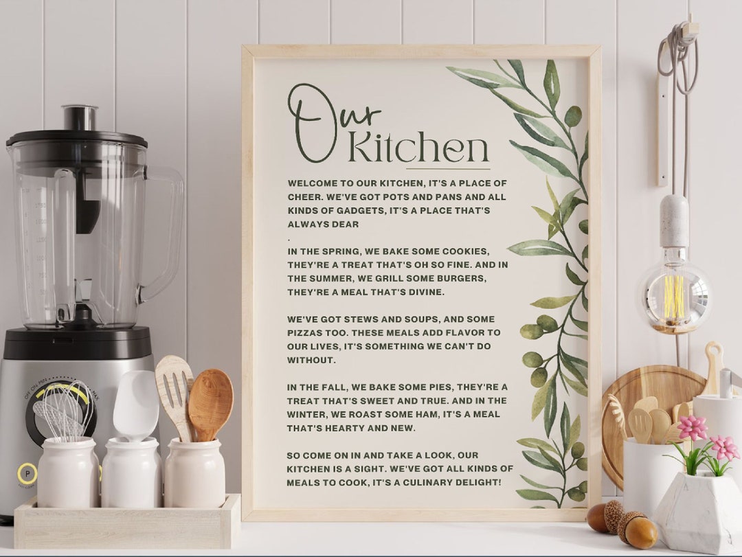 Our Kitchen Poem Olive Design - Etsy