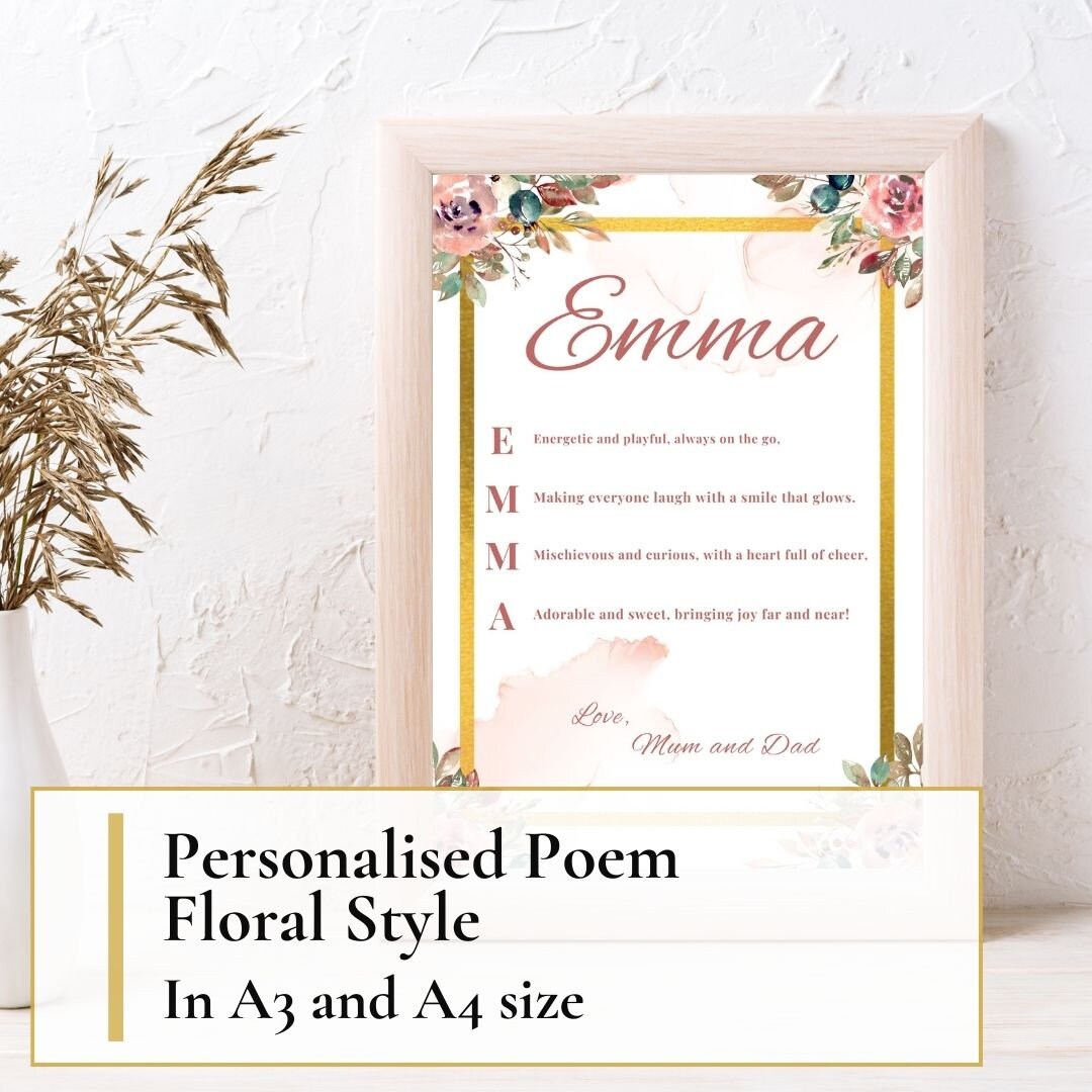 Acrostic Name Artwork Personalized Poems for Nursery Personalized Baby ...