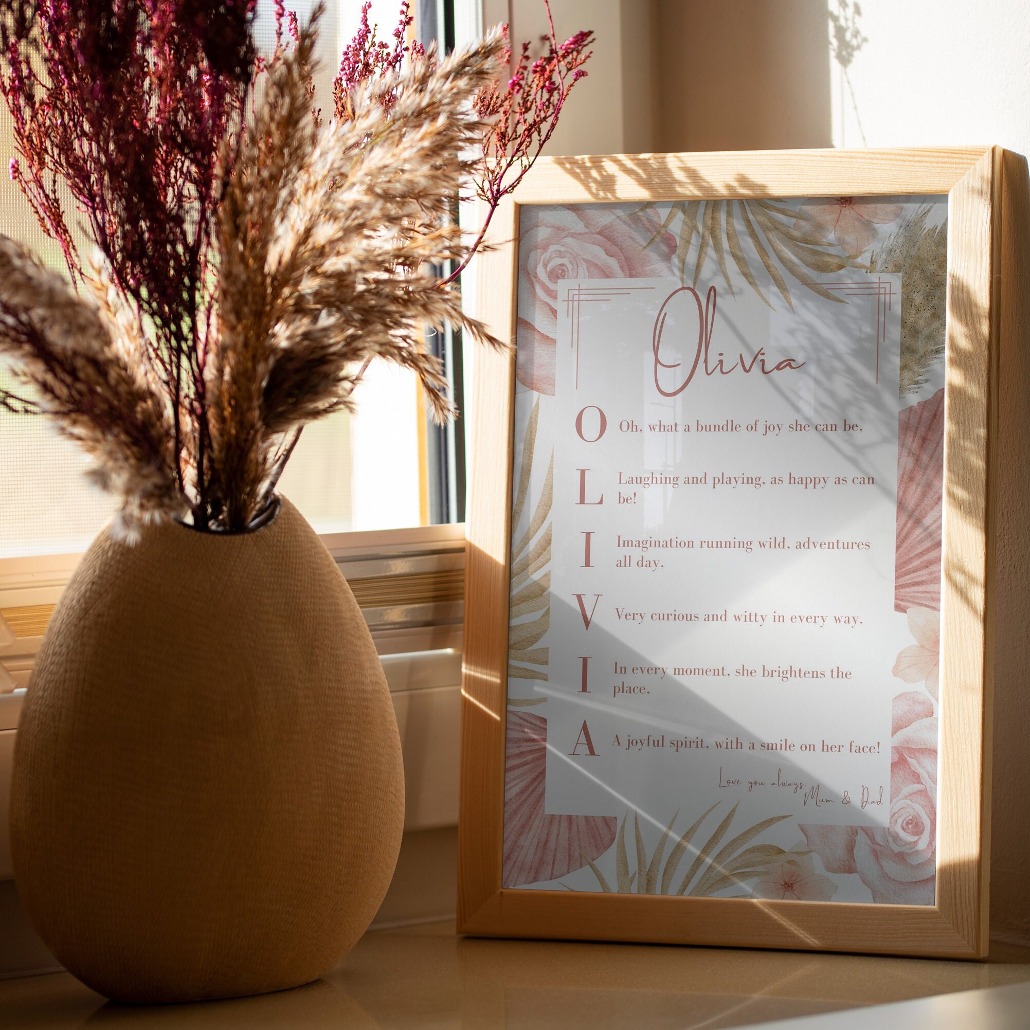 Acrostic Name Artwork Personalized Poems for Nursery Personalized Baby ...