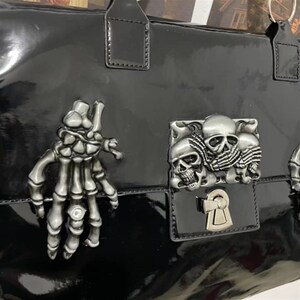 Black Patent Leather Bag Punk Handbag Goth Shoulder Bag Gothic Handbag ...