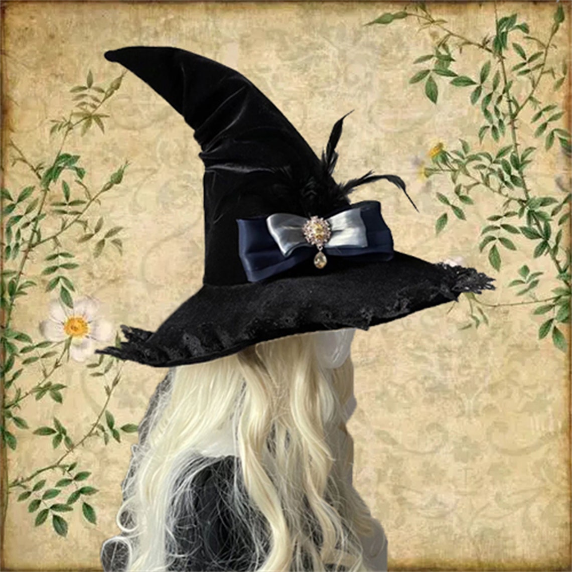 Witch Hat With Bow Witch Cosplay Hat Halloween Cosplay Hat - Etsy