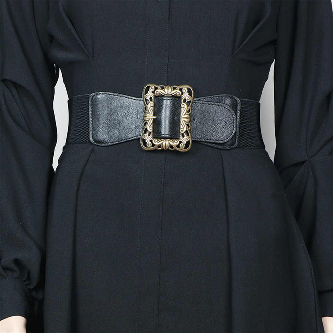 Vintage Carved Buckle Belt,black/brick-red/beige Cool Punk PU Leather ...