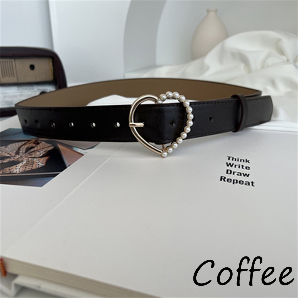 Heart Shaped Pearl Buckle Belt 3.2 Cm Width Belt Fashion - Etsy