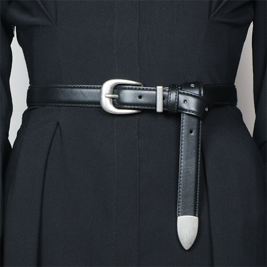 Leather Belt With Vintage Carved Buckle, Black/brown/caramel/atrovirens ...