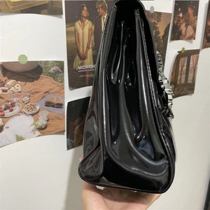 Black Patent Leather Bag Punk Handbag Goth Shoulder Bag Gothic Handbag ...