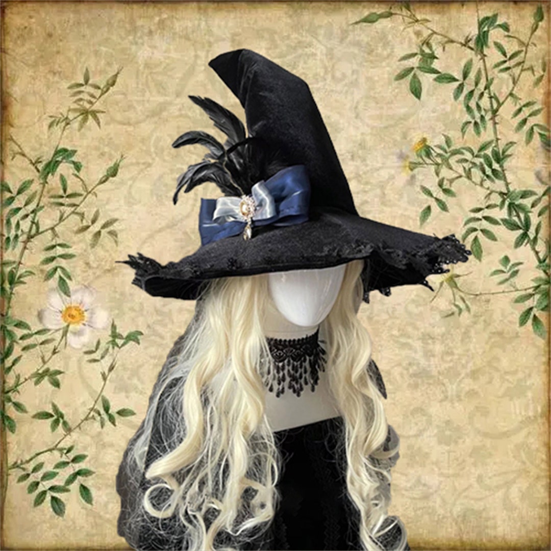 Witch Hat With Bow, Witch Cosplay Hat, Halloween Cosplay Hat, Cosplay ...