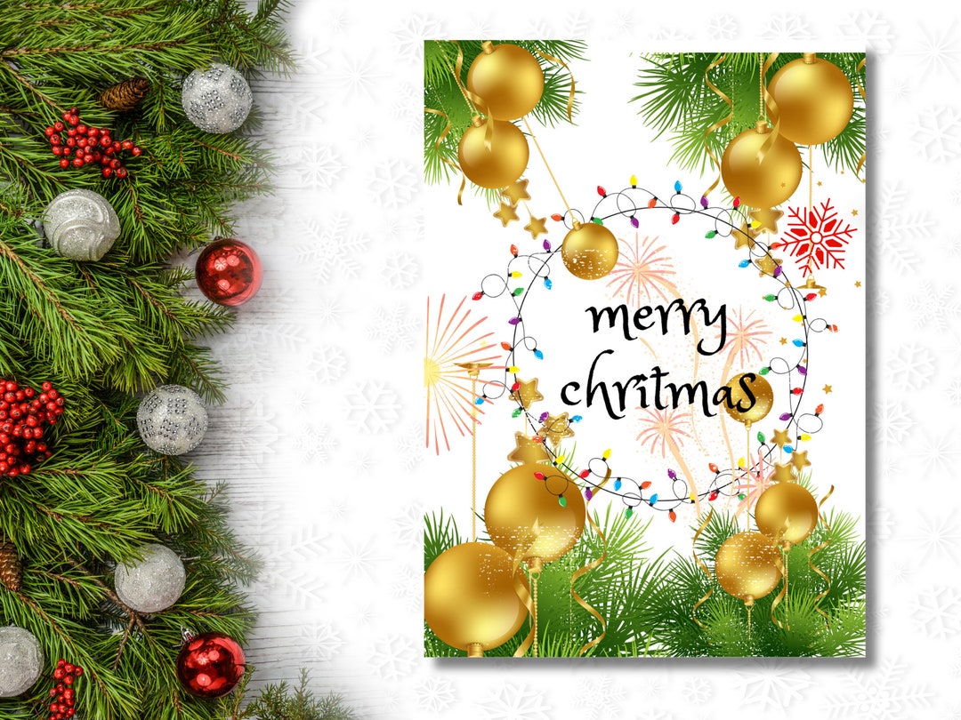 Printable Card Merry Christmas Holidays Greetings Christmas - Etsy