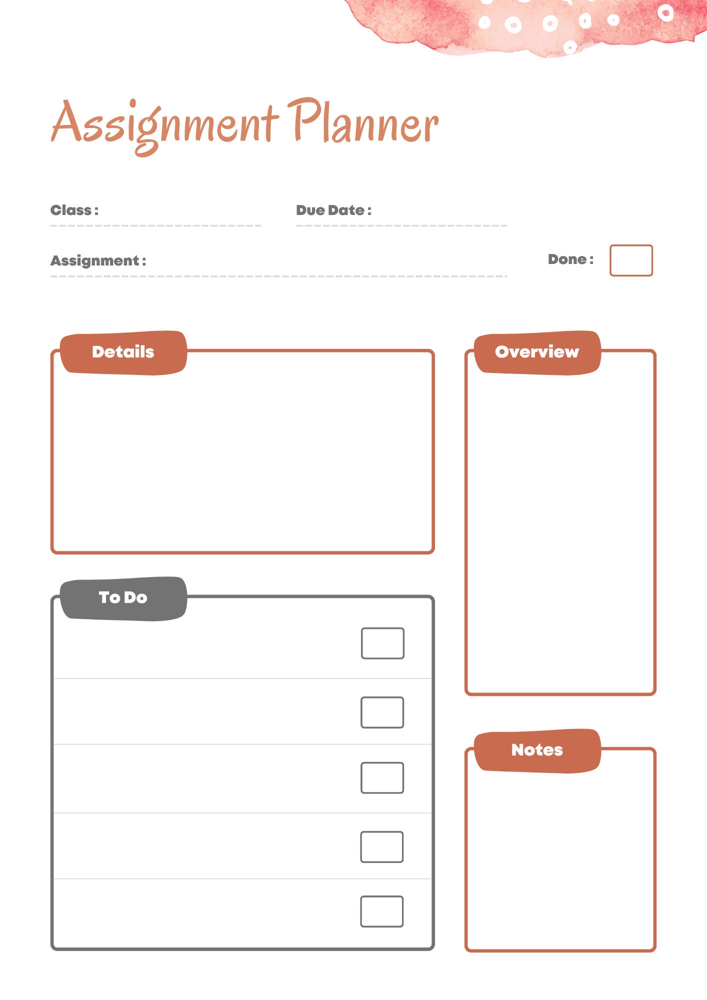 Digital Assignment Planner/ Printable Chapter Summary/ Class - Etsy