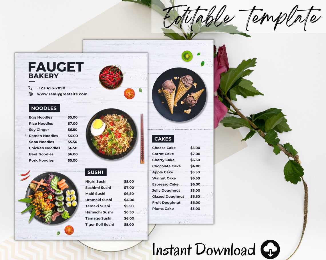 Food Menu Template, Restaurant Food Menu, Business Menu Template, Cafe ...