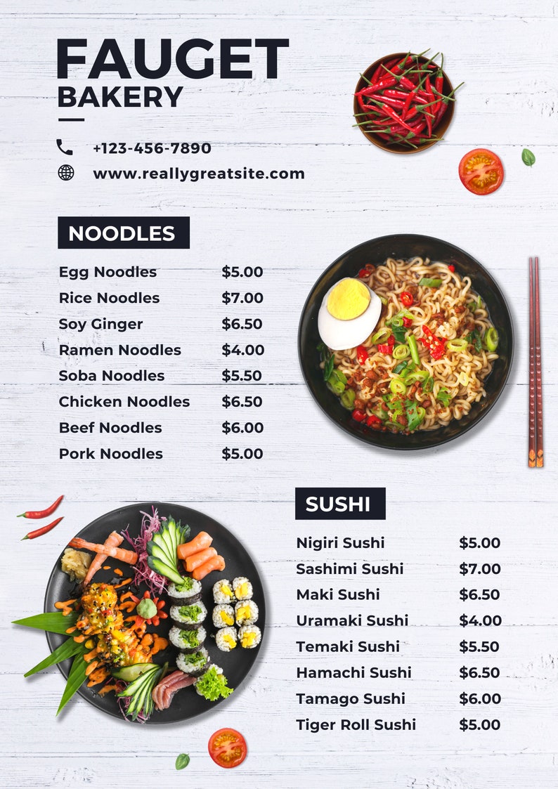 Food Menu Template, Restaurant Food Menu, Business Menu Template, Cafe ...