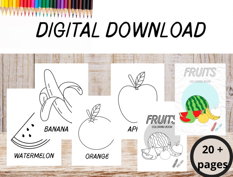 Fruits Coloring Pages Kids Activity Coloring Pages Color - Etsy