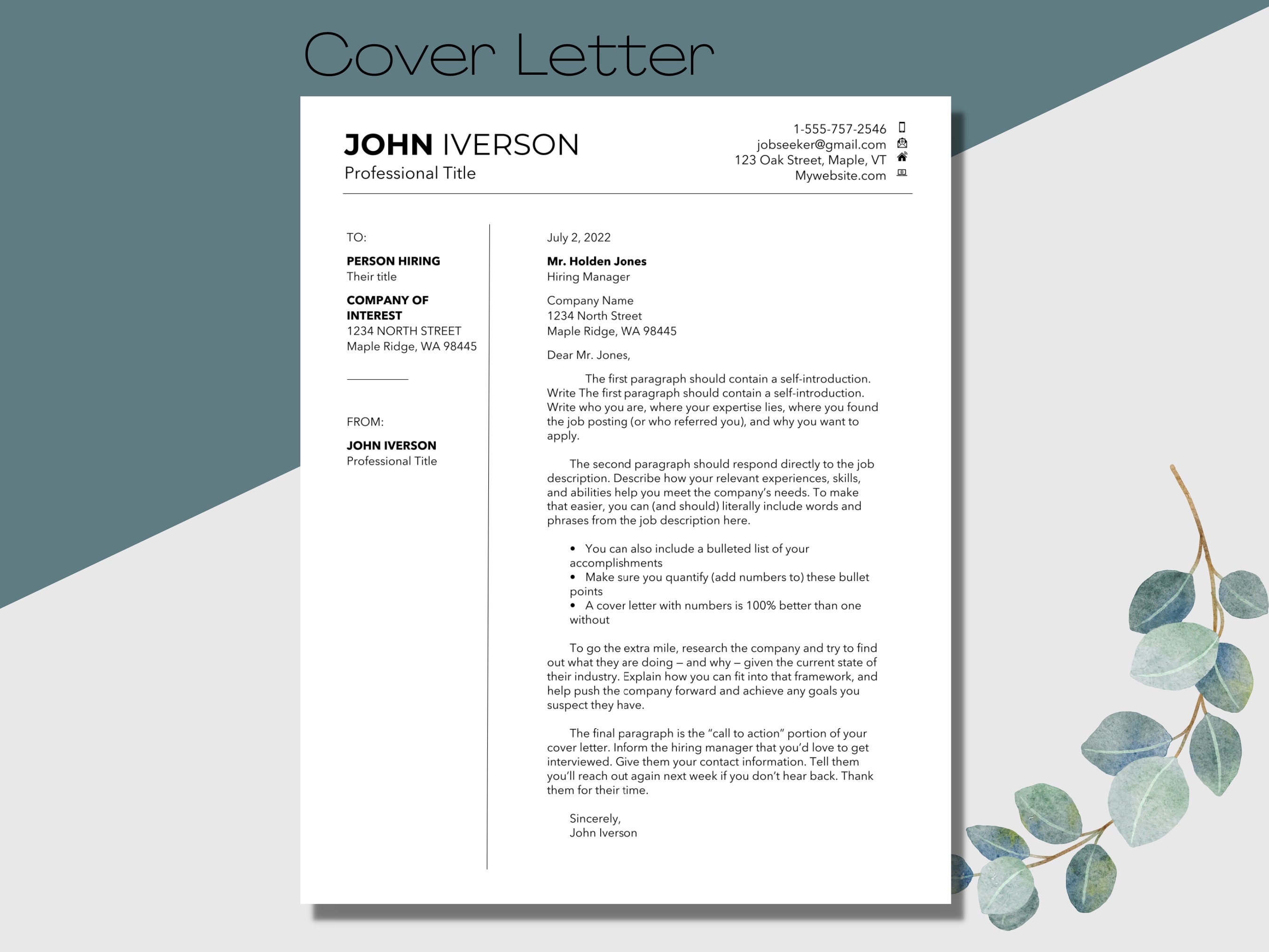 Professional Resume Template Word | CV Template Professional With Cover ...