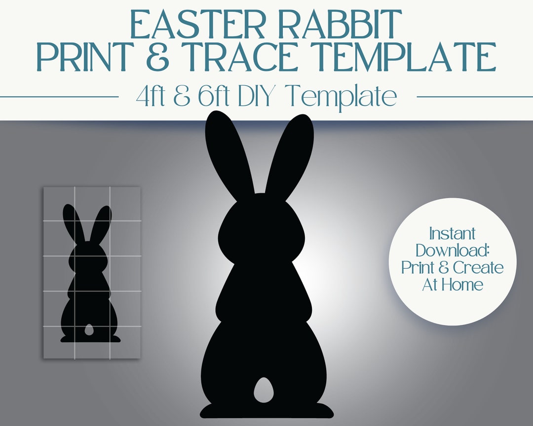 4ft and 6ft Easter Rabbit Template: Print & Trace Stencil PDF for Wood ...