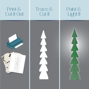 3ft, 4ft, 5ft Rustic Christmas Tree Template: Printable Stencil PDF for ...