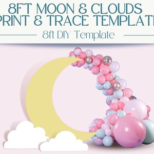 8ft Over the Moon Clouds Template Backdrop Decorations With Stand ...