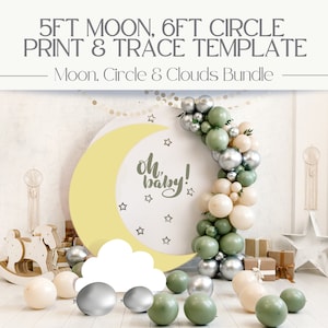 5ft Moon Over the Moon, 6ft Circle and Clouds Template Backdrop ...
