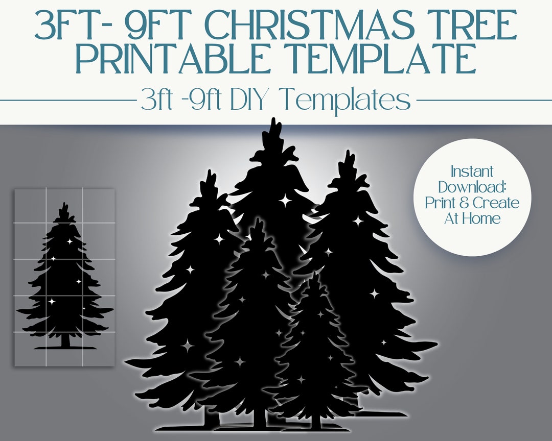 3ft, 4ft, 5ft, 6ft, 7ft, 8ft, 9ft Christmas Tree Template: Printable ...