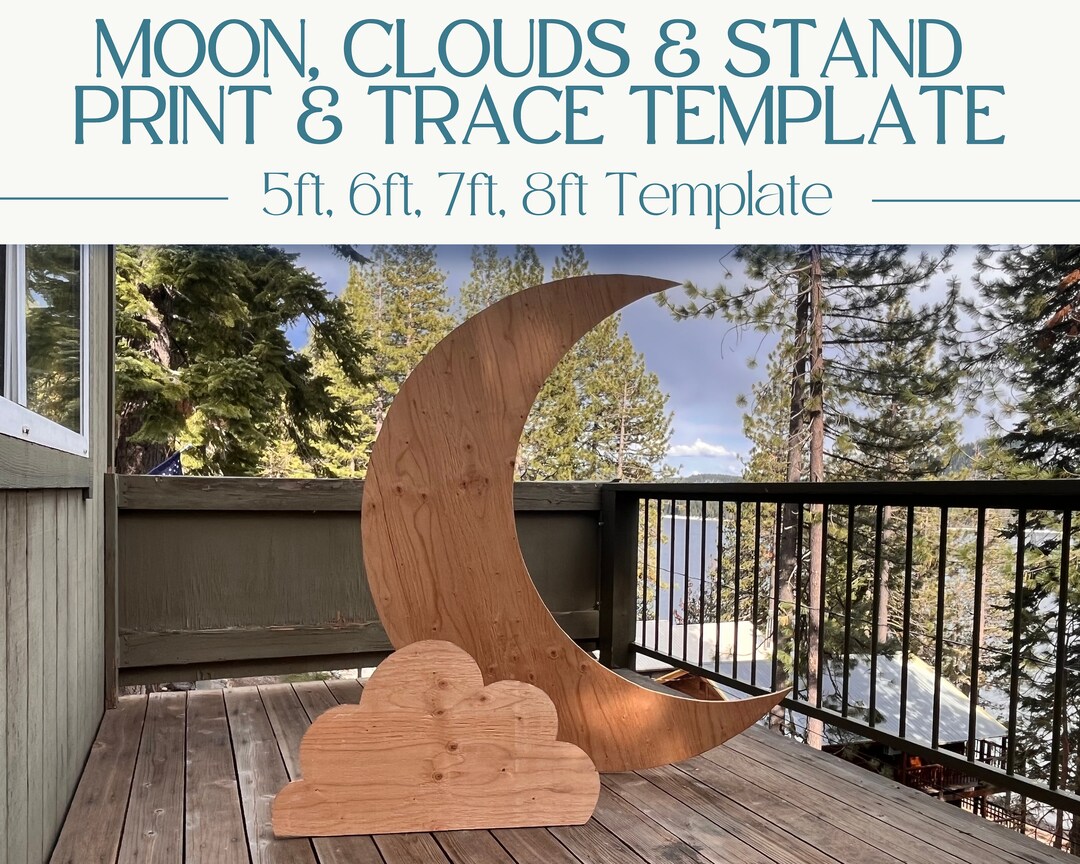 5ft, 6ft, 7ft 8ft Over the Moon and Clouds Template Backdrop ...