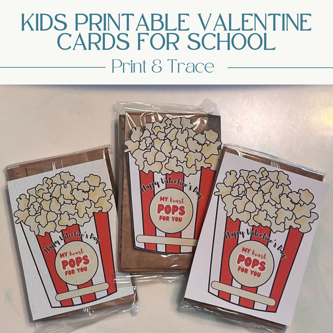 Popcorn | School Valentine Printable | Valentine's Card No Candy ...