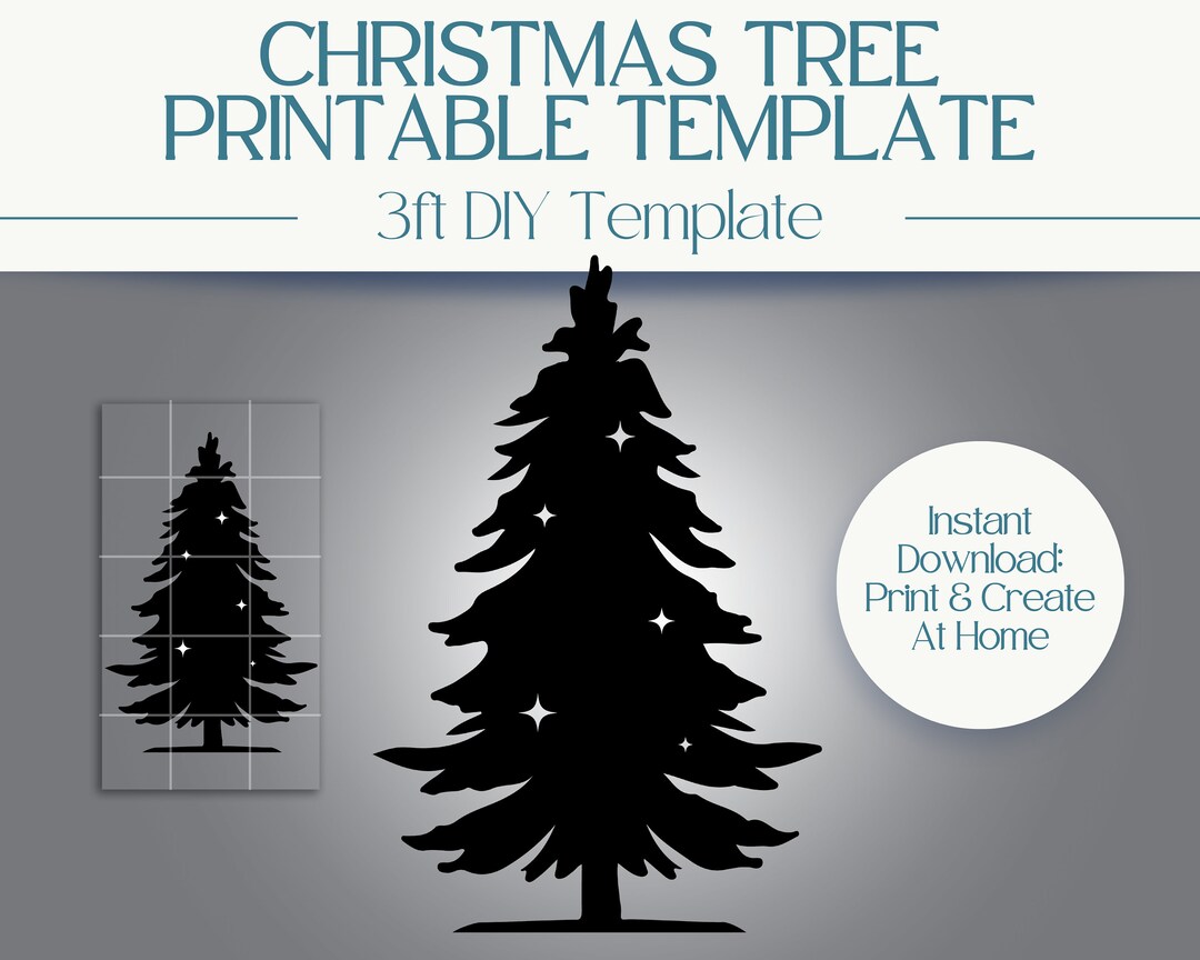 3ft Christmas Tree Template: Printable Stencil PDF for Wood Christmas ...