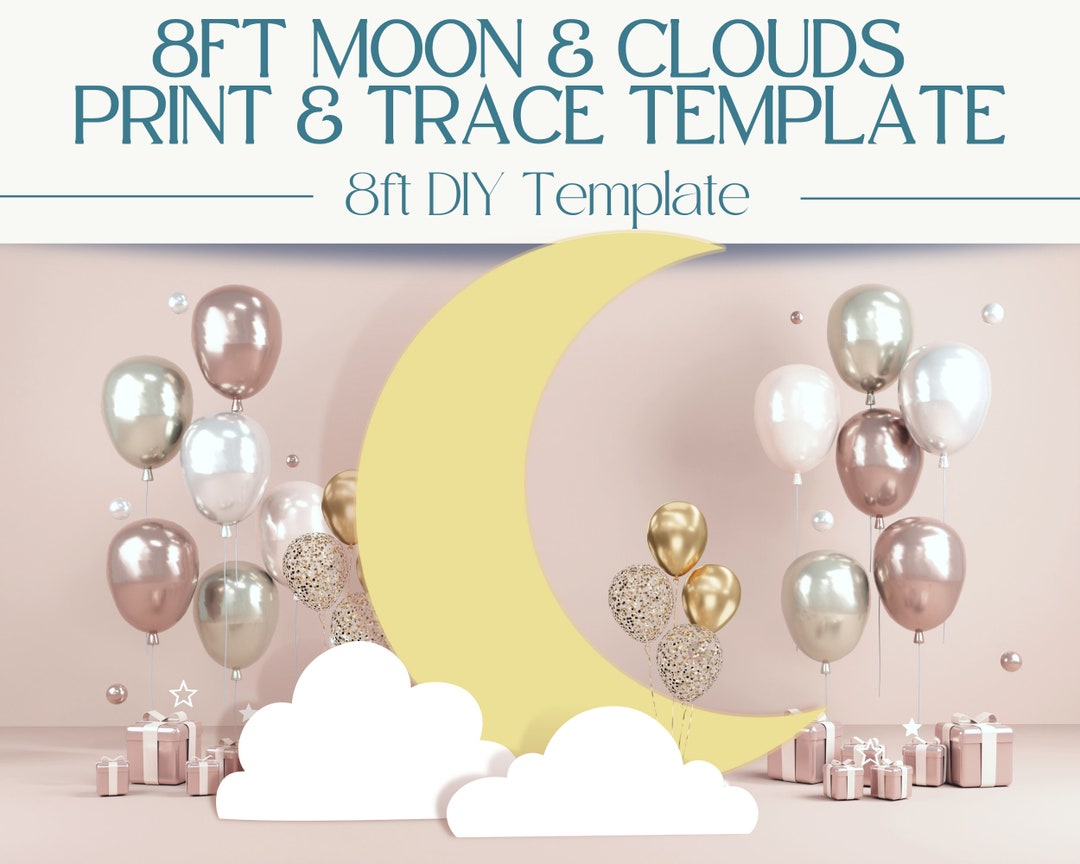 8ft Over the Moon Clouds Template Backdrop Decorations With Stand ...