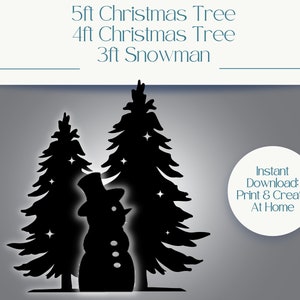 Snowman and Christmas Tree Template: Printable Stencil PDF for Wood ...