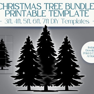 3ft, 4ft, 5ft, 6ft, 7ft Christmas Tree Template: Printable Stencil PDF ...