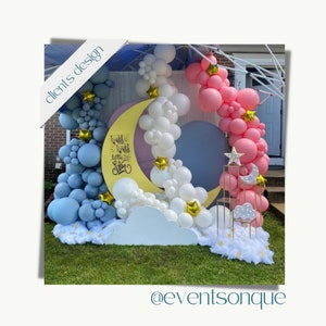 6ft Over the Moon and Clouds Template Backdrop Decorations With Stand ...
