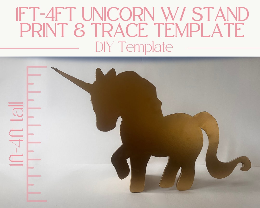 1ft, 2ft, 3ft, 4ft Tall Unicorn With Stand Template Backdrop ...