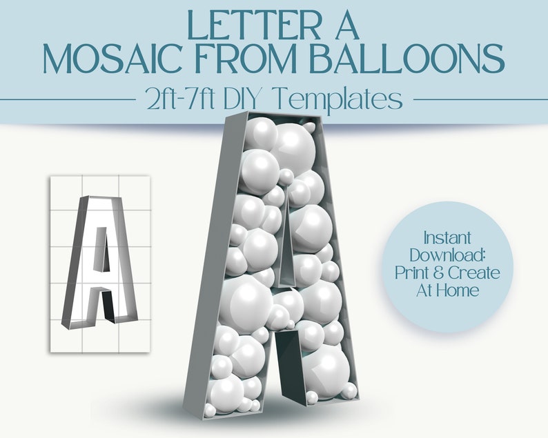 Letter A Mosaic With Balloons 2ft 3ft 4ft 5ft 6ft 7ft - Etsy