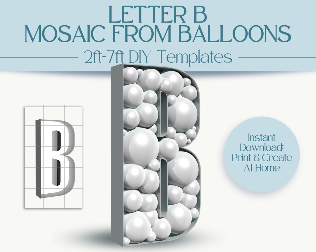 Letter B Mosaic With Balloons | 2ft, 3ft, 4ft, 5ft, 6ft, 7ft Marquee ...