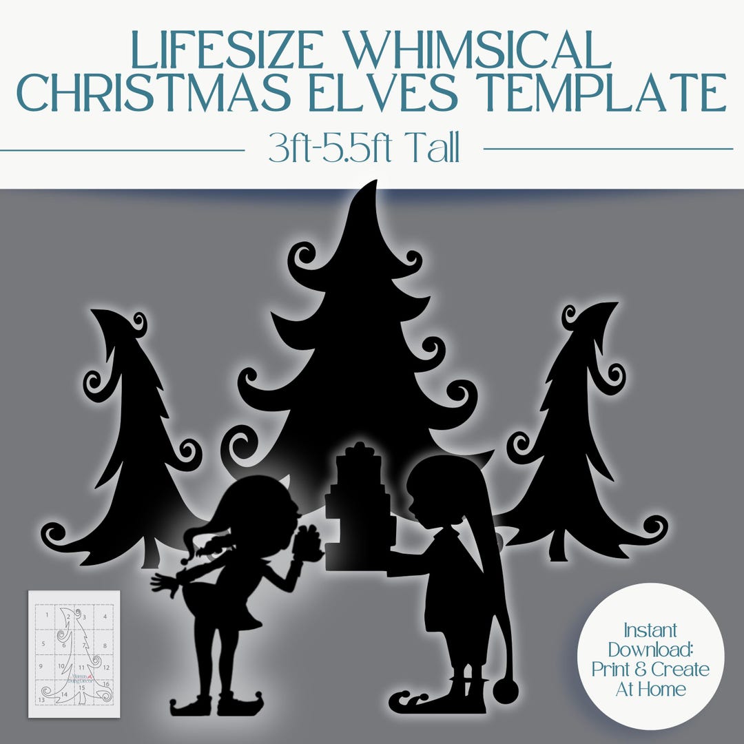 Whimsical Lifesize Christmas Tree and Elves Template | Yard Art ...