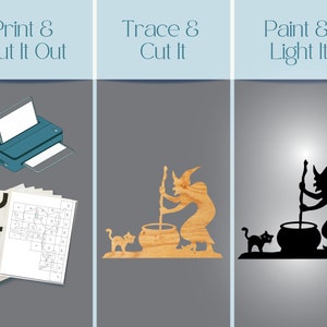 4ft Tall Witch and Cauldron Halloween Decoration | Printable Template ...