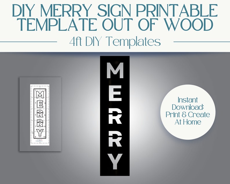 4ft DIY Light up Merry Sign Template for Christmas Holiday: Printable ...