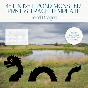 4ft X 12ft DIY Pond Monster Stencil | Printable Template Halloween ...