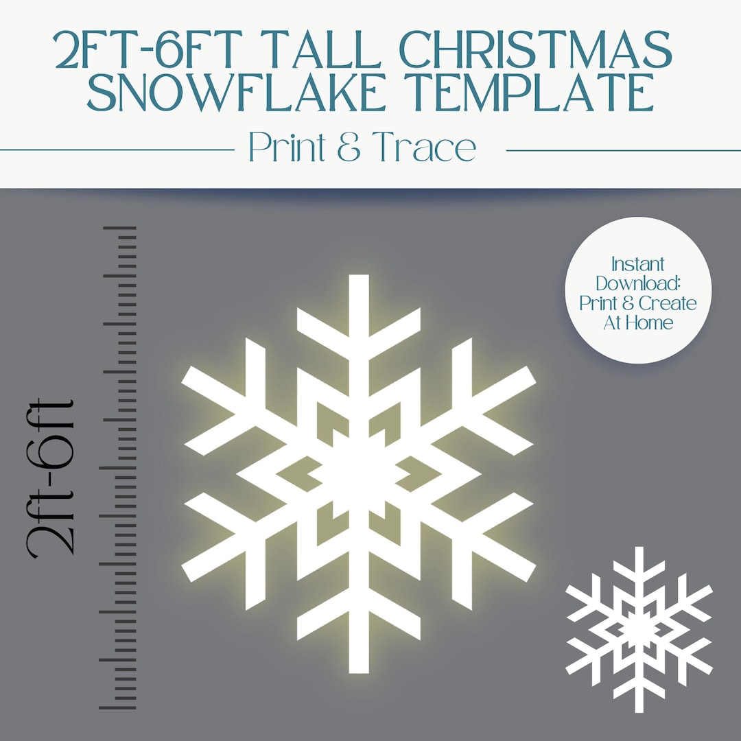 2ft, 3ft, 4ft, 5ft 6ft Christmas Snowflake Silhouette Template ...