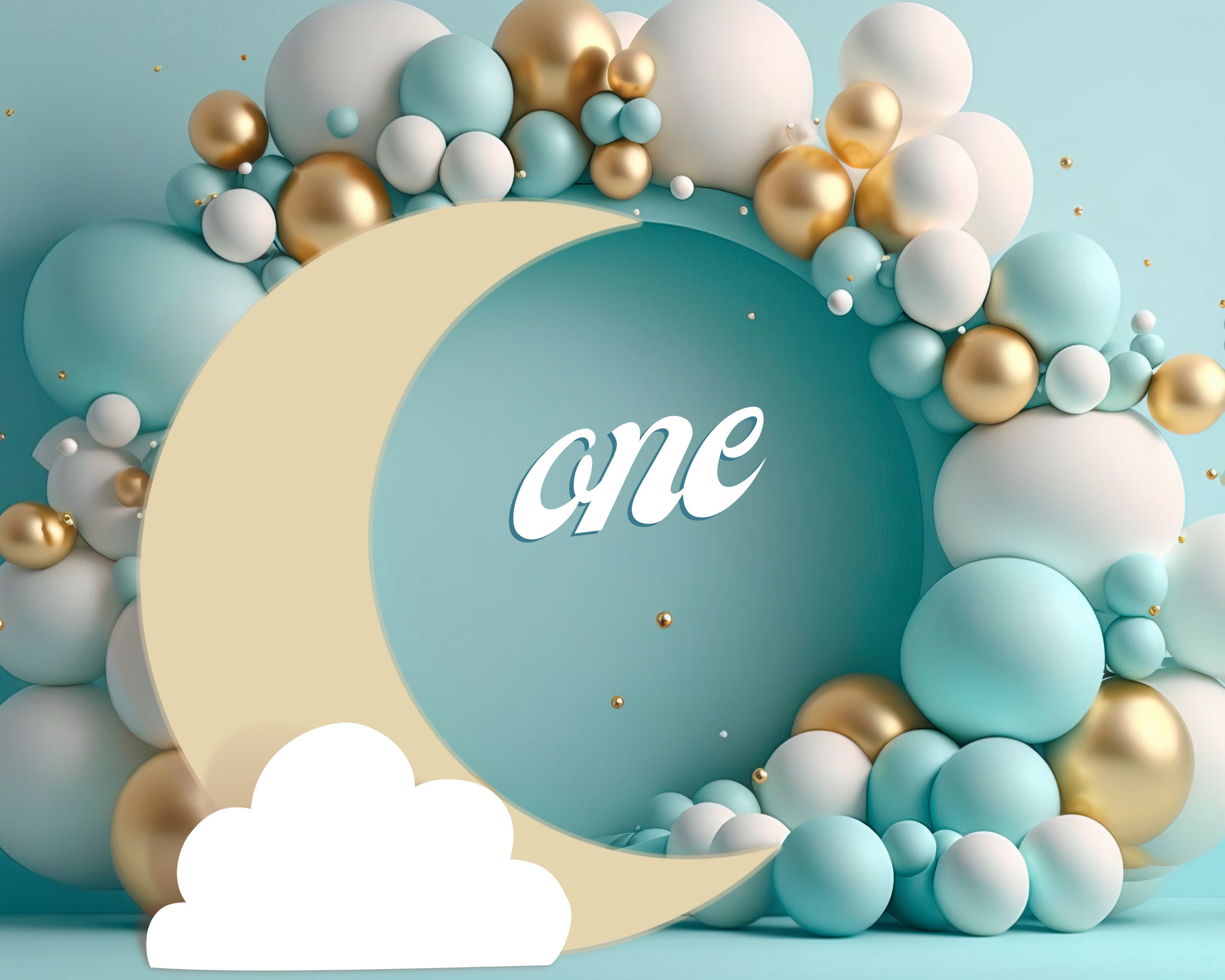 5ft Over the Moon and Clouds Template Backdrop Decorations| Birthday ...