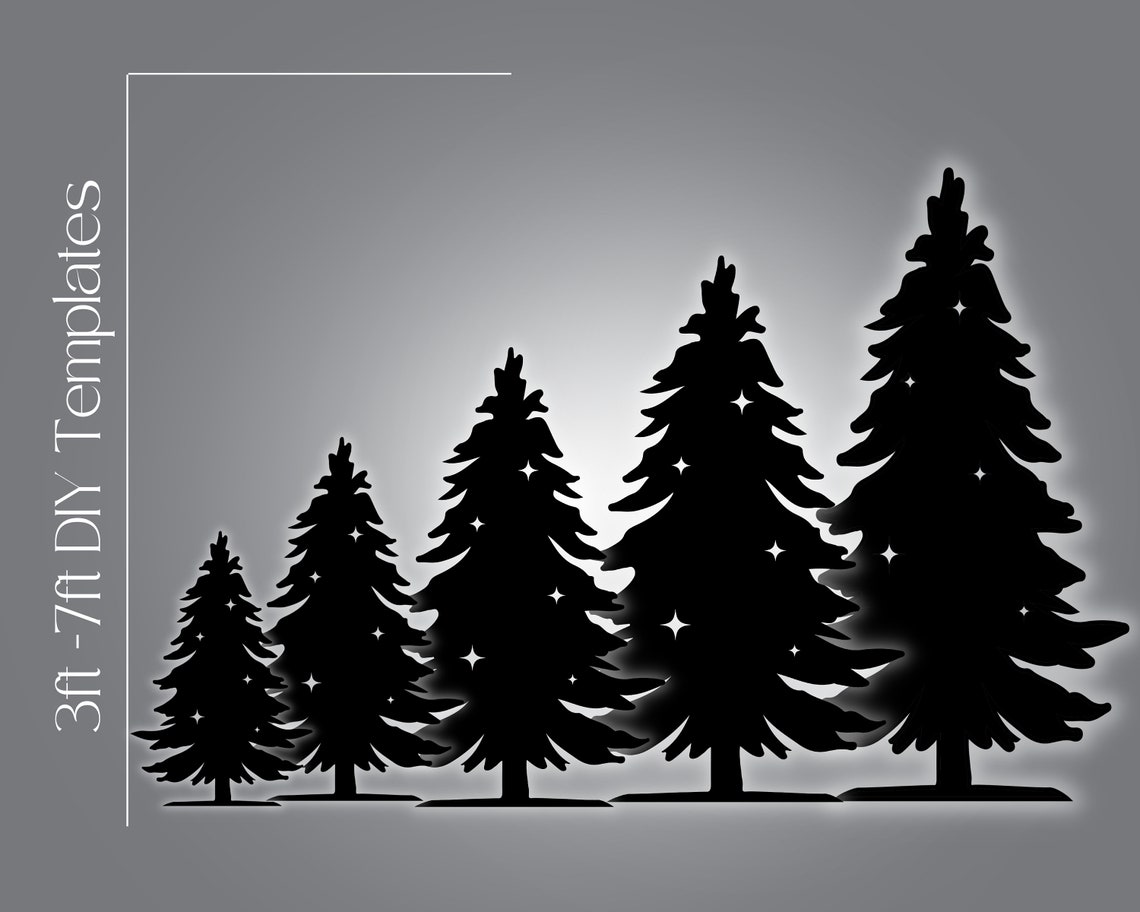 3ft, 4ft, 5ft, 6ft, 7ft Christmas Tree Template: Printable Stencil PDF ...