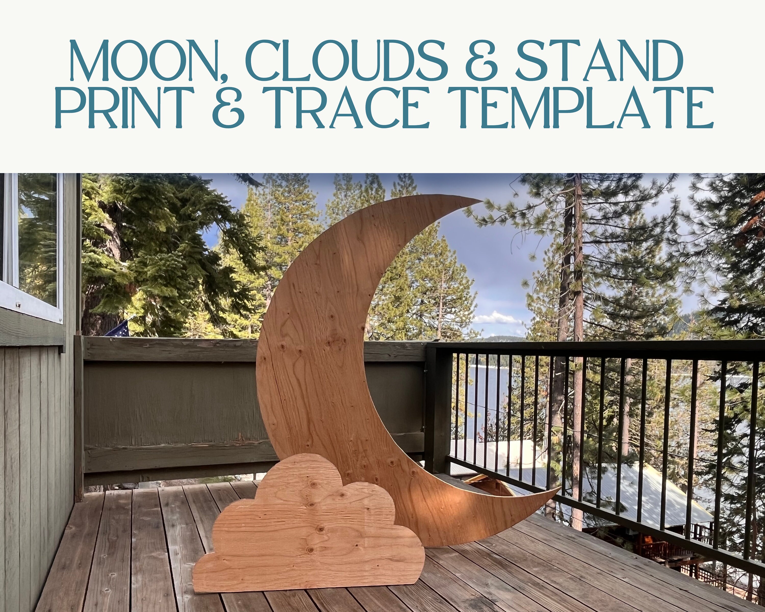 6ft Over the Moon and Clouds Template Backdrop Decorations With Stand ...