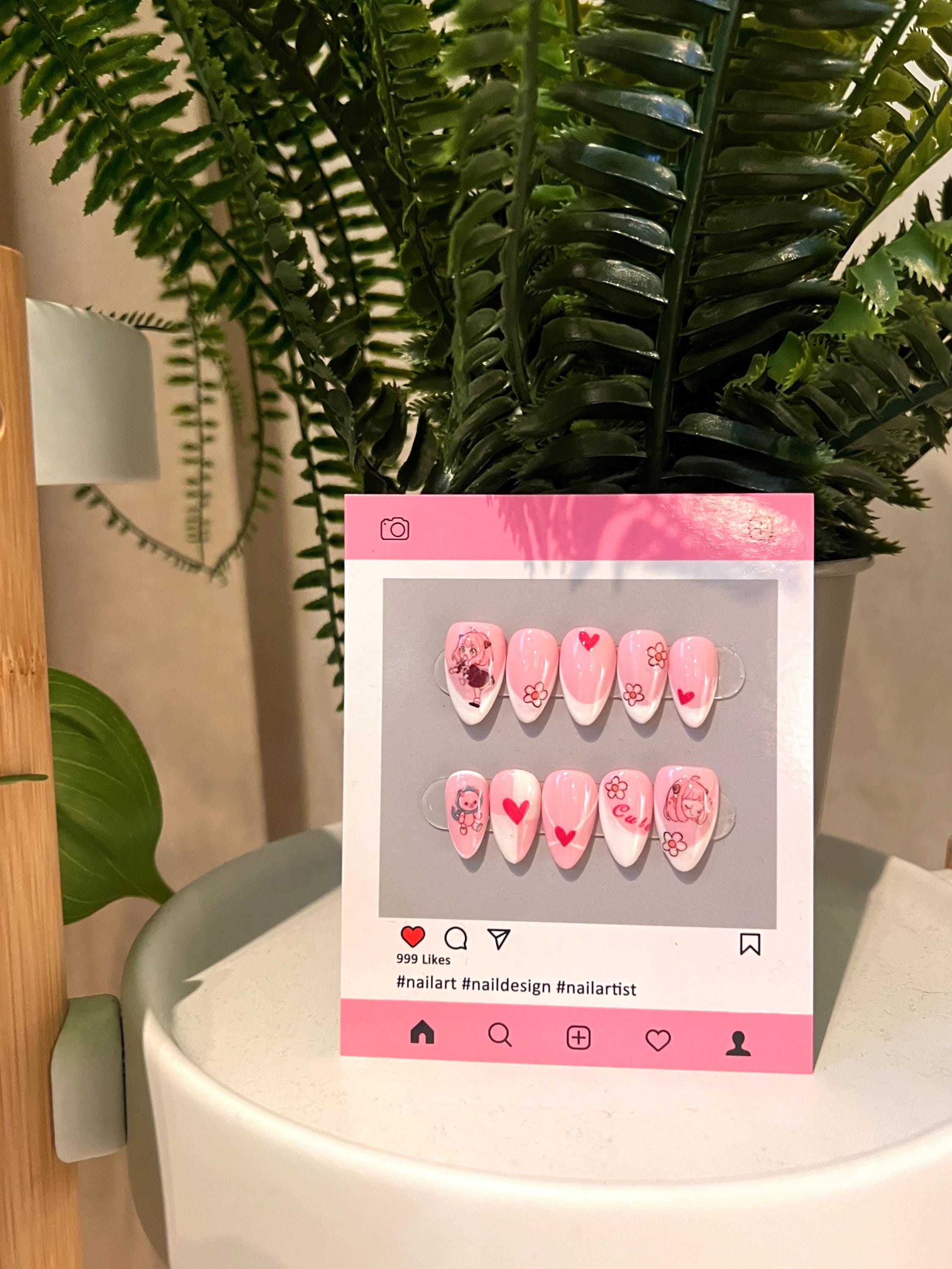 Kawaii Anime Pink Nails | Deko | Character - Etsy