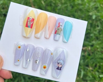 Gojo Satoru Nails - Etsy