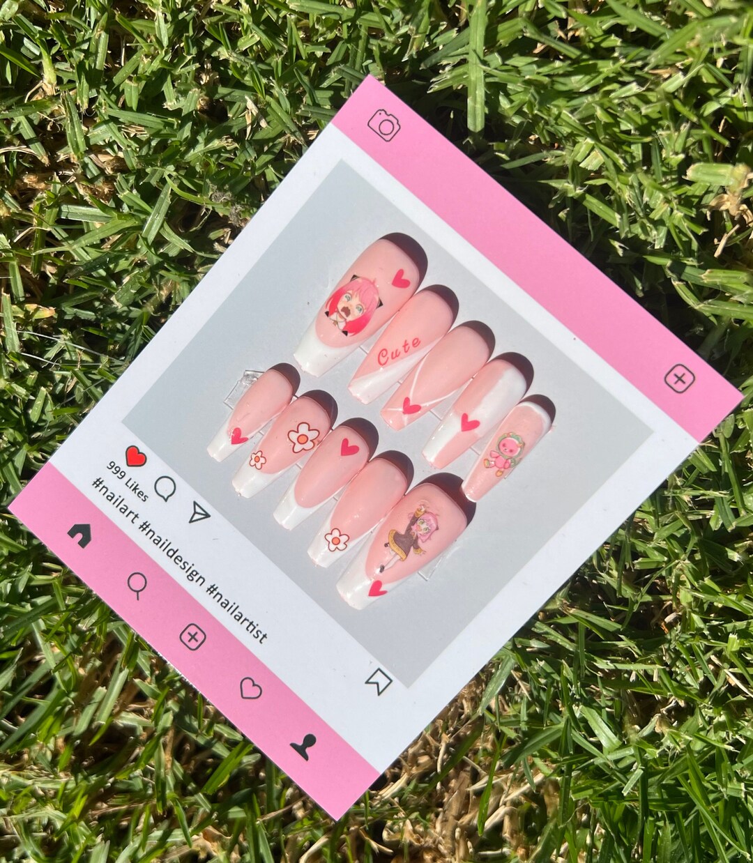 Kawaii Anime Pink Nails Deko Character - Etsy