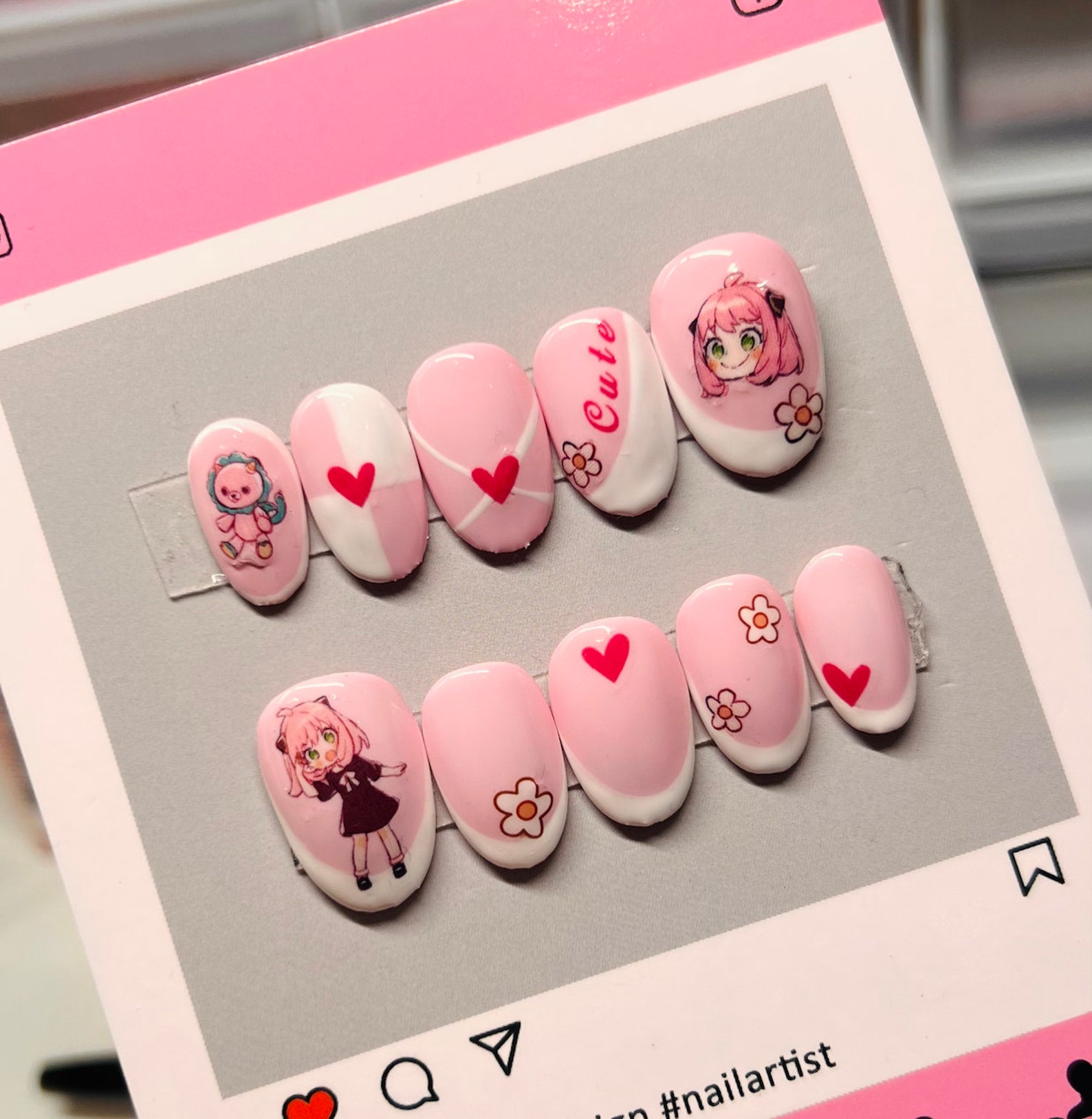 Kawaii Anime Pink Nails | Deko | Character - Etsy