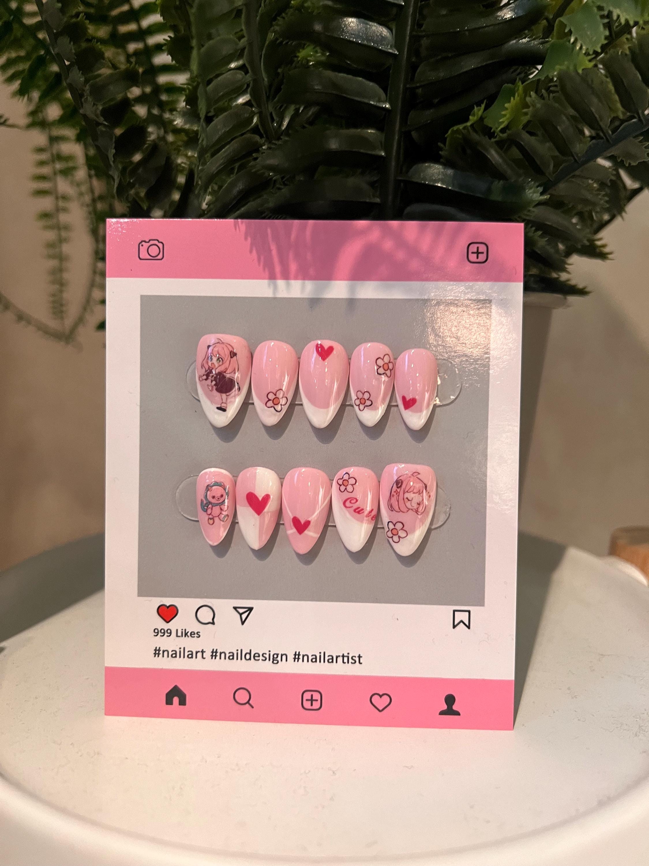 Kawaii Anime Pink Nails | Deko | Character - Etsy