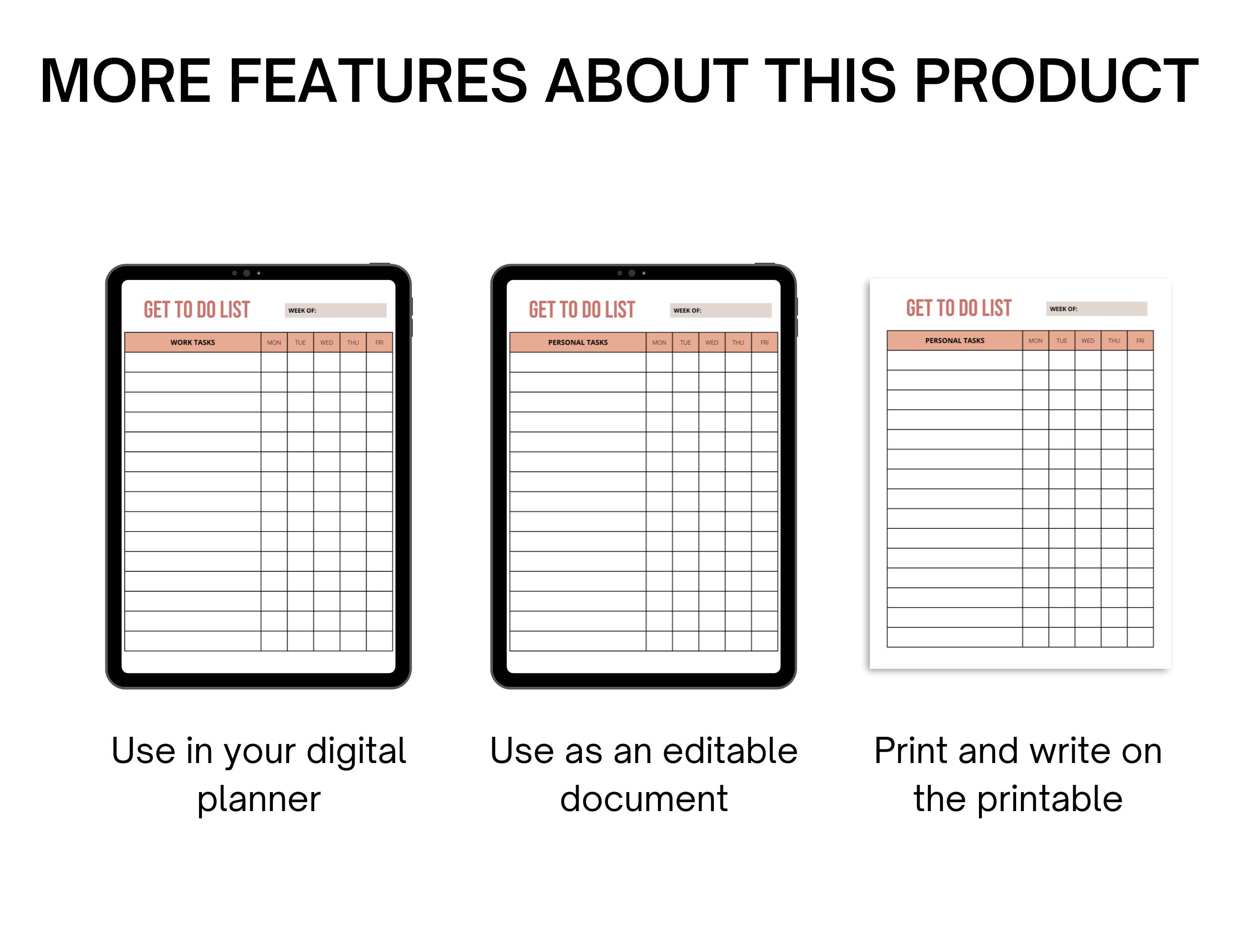 Get to Do Printable List: Personal and Work - Etsy