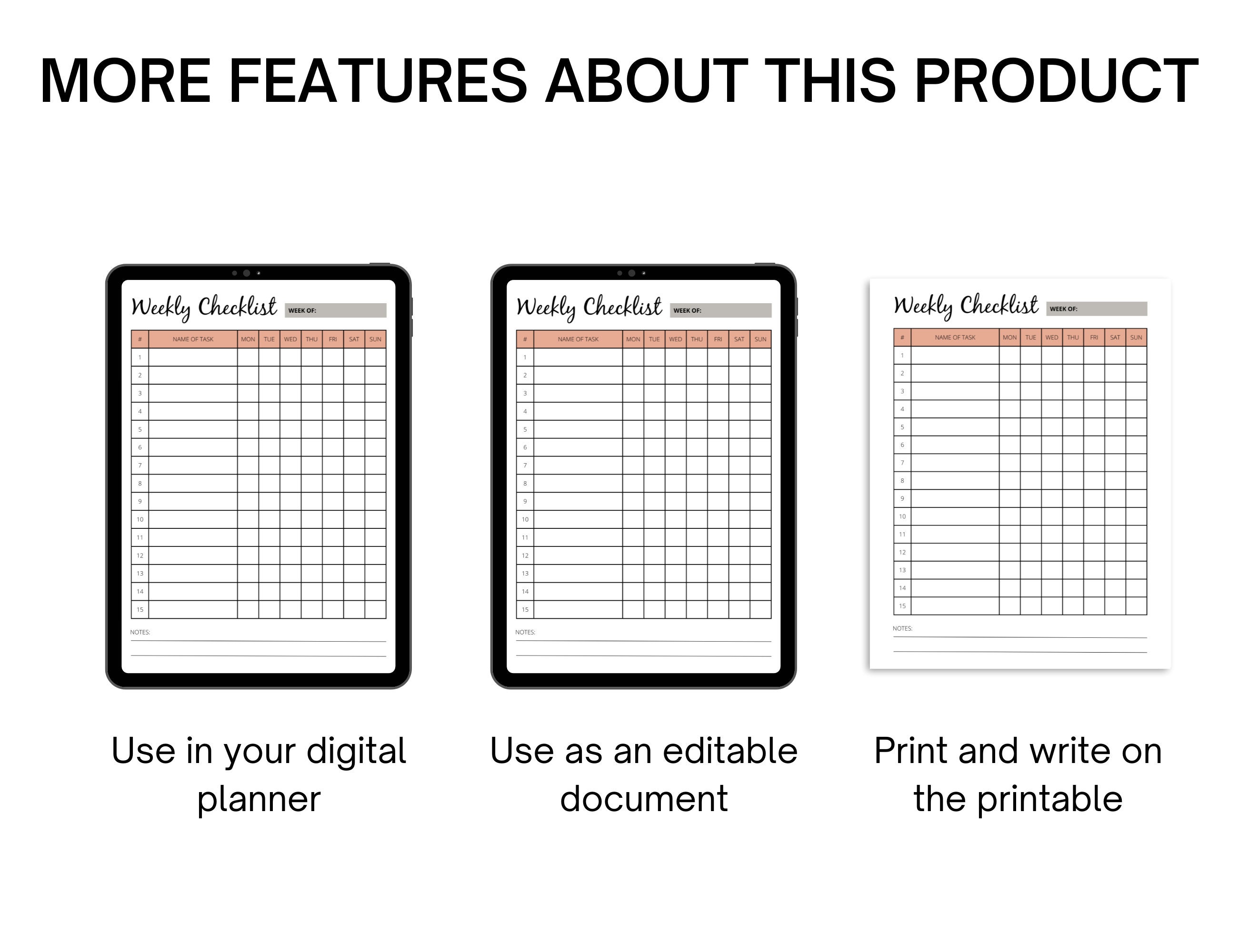 Printable Weekly Checklist - Etsy
