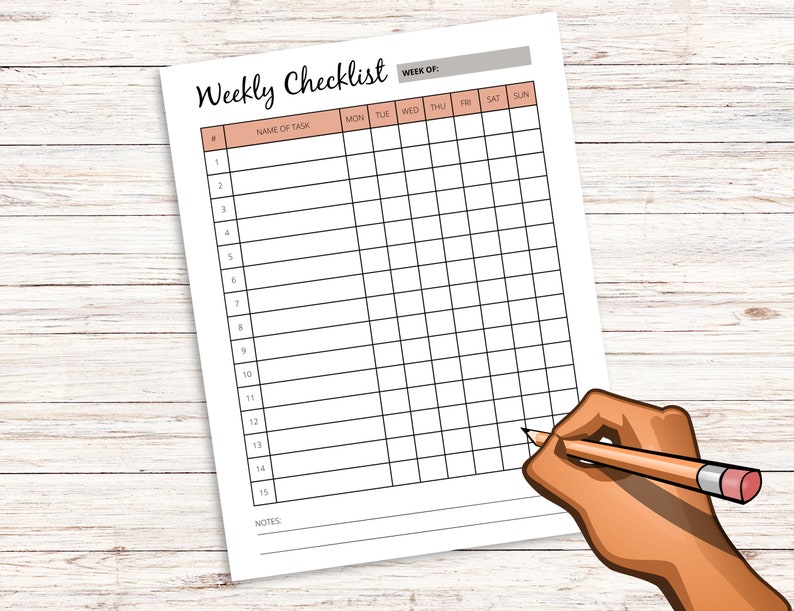 Printable Weekly Checklist - Etsy