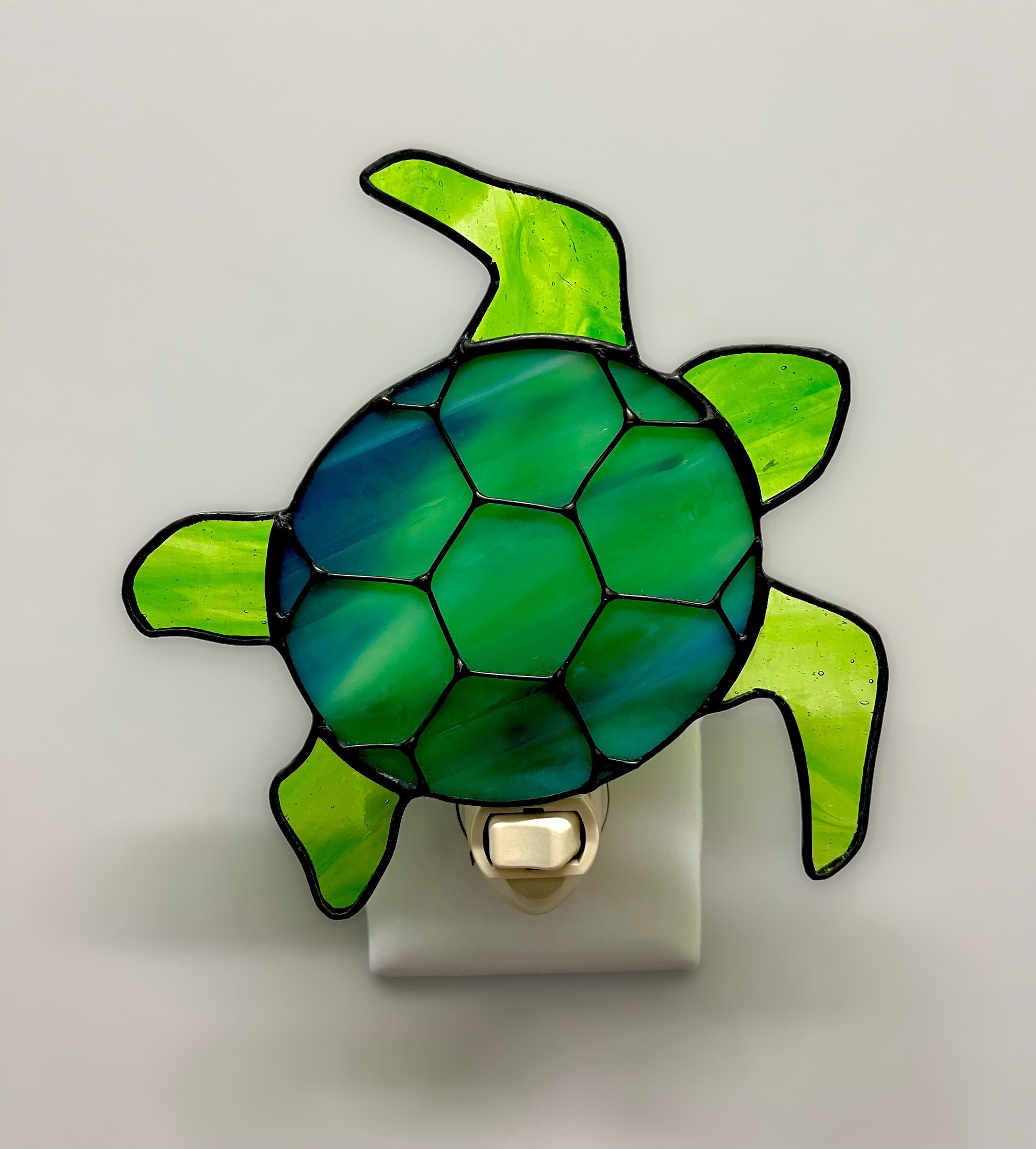 Set of 2 5.5 Sea Blue &green Turtle Stained Glass Nightlight/ Sea Life ...