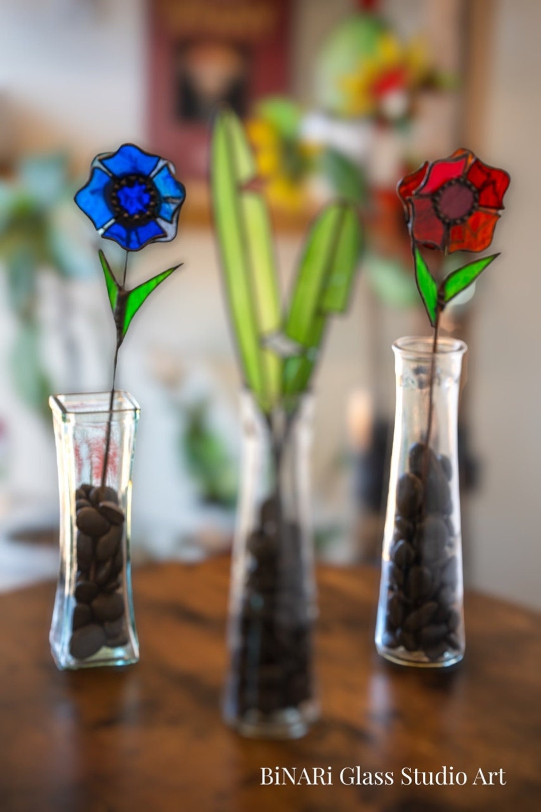 3D Stained Glass Flower Home Decor Ornaments: Premium Handmade Glass ...